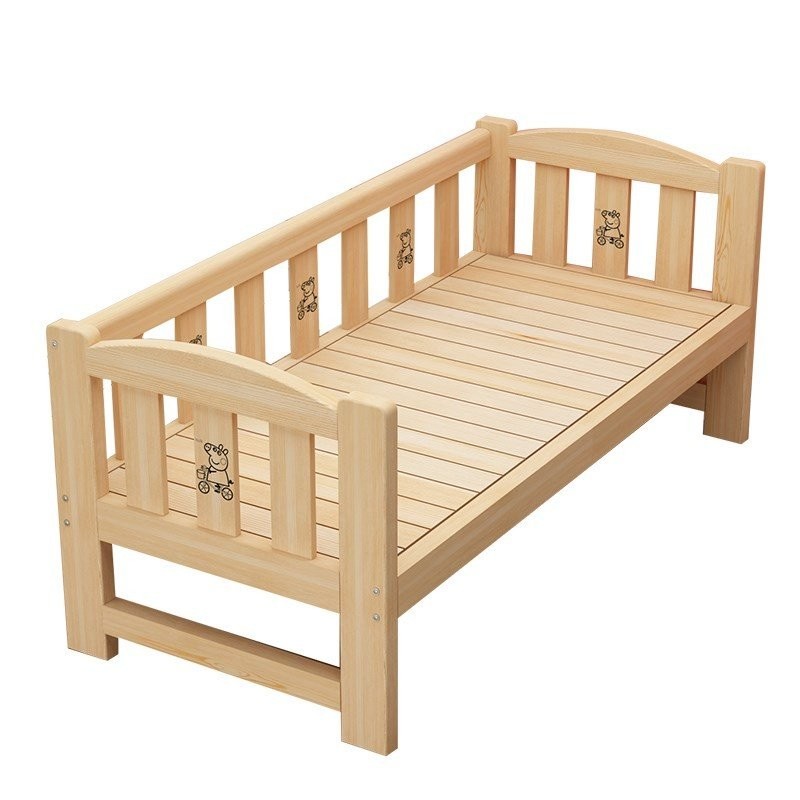 Tempat tidur jahitan melebar di sisi katil katil kayu pepejal dengan ...