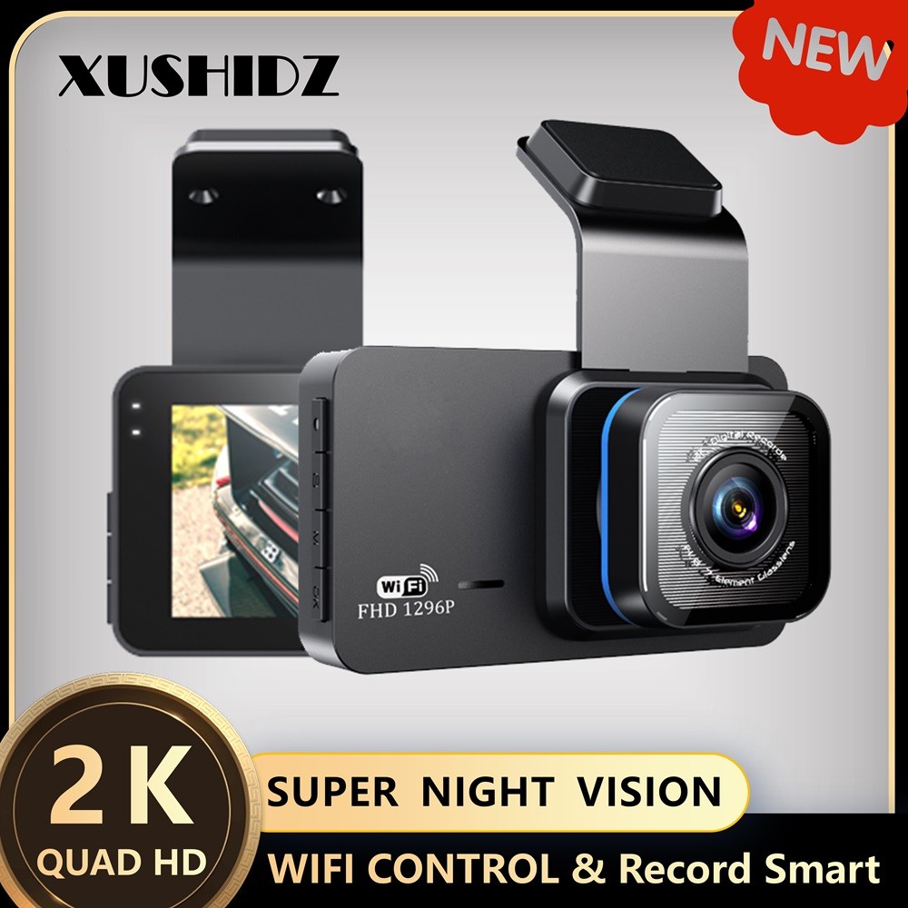2K WIFI Dash Cam 24H Parking Monitor Motion Detection Night Vision Dual ...