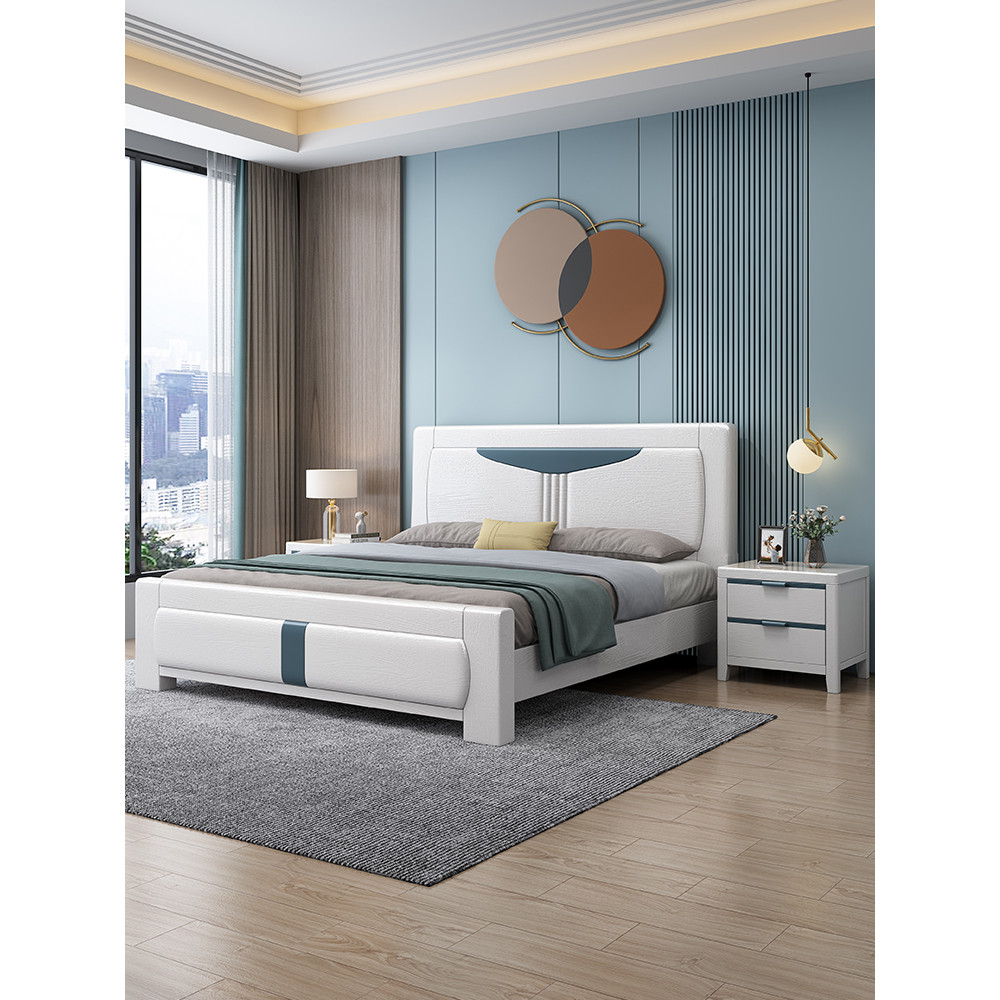 Katil Kayu Pejal Bilik Tidur Utama 1.8m Katil Double Oak Moden Katil ...