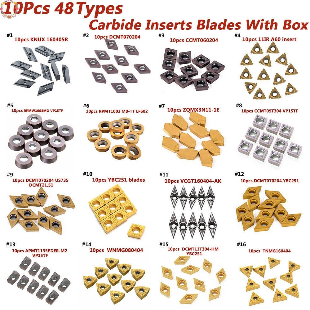 [HME] 10pcs 40 Types CNC Carbide Tips Inserts Blade Cutter Lathe ...