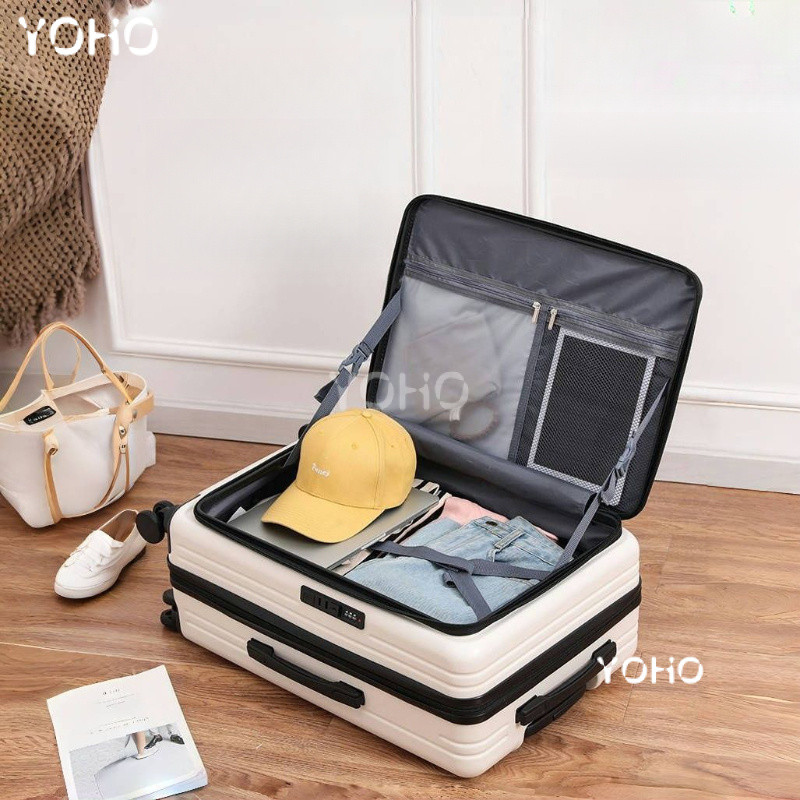 New 1:9 side open cover luggage expandable with cup holder trolley case ...