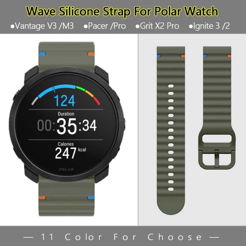 Simple Liquid Silicone Wave Watch Strap For Polar Vantage V3 M3 M2 M ...