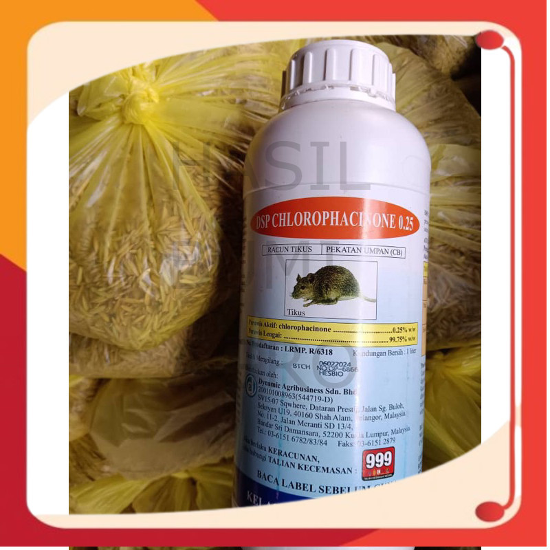 [ORIGINAL] 1L DSP Chlorophacinone 0.25 DYNAMIC/Minyak Merah/Racun Tikus ...