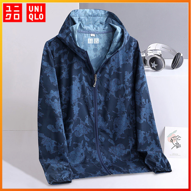 M-4XL Uniqlo UPF 50+ Men's Camouflage Sun-Protection Jacket, Windproof Jacket with Hood ...