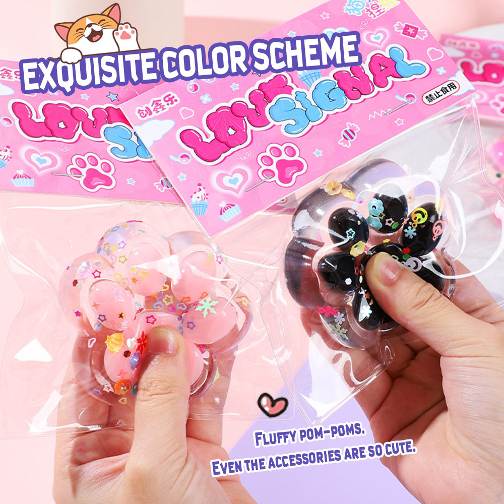 Cat Claw Squeeze Pinching Toy Cartoon Pearl Transparent Toy Cute Cat ...