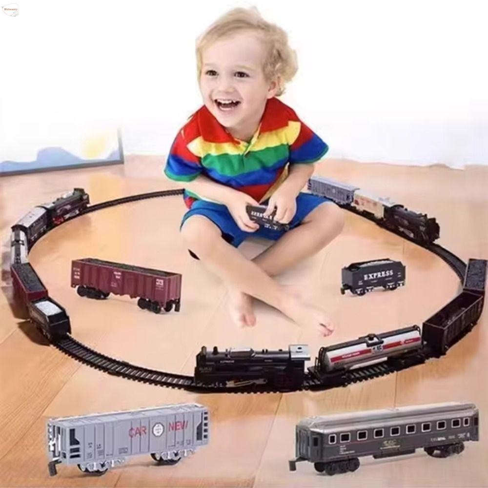 MXBEAUTY Railway Freight Train Toy, Simulation Tracks Locomotive ...
