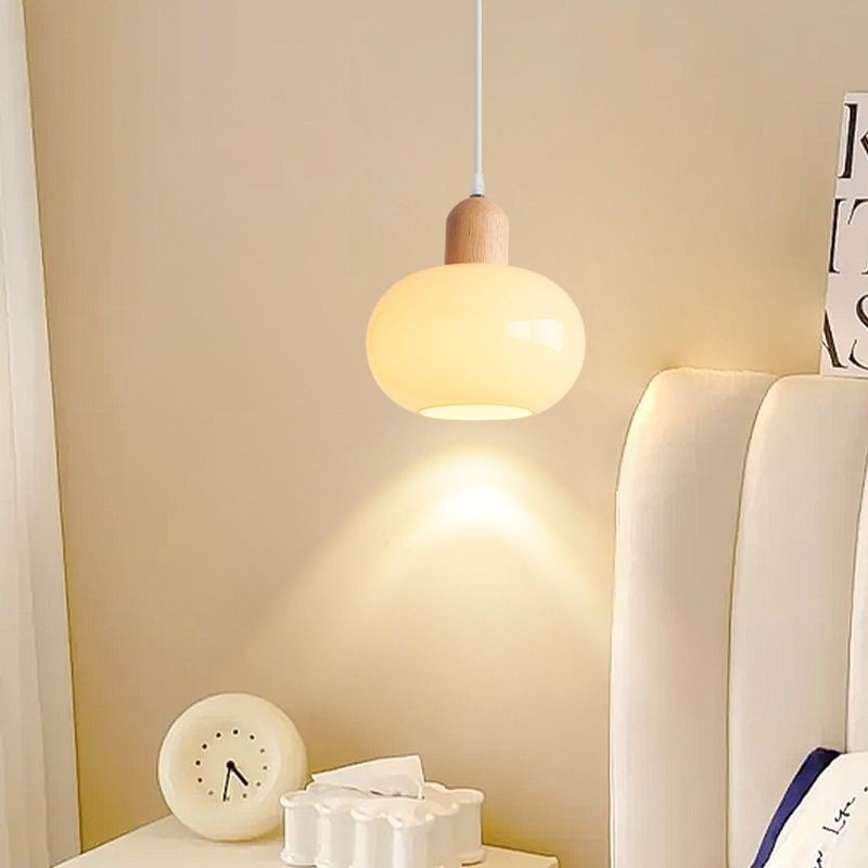 Cream Style Restaurant Hanging Light, Modern Pendant Light, Solid Wood ...