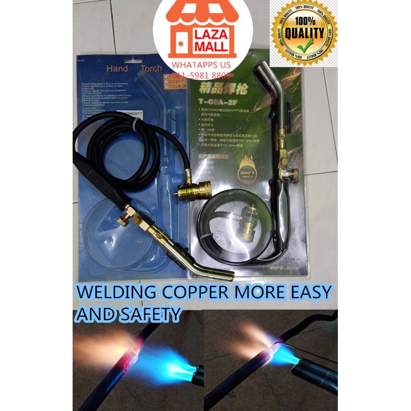 SINGLE / DOUBLE HOSE TORCH GUN HAND IGNITION BRAZING COPPER MAPP GAS ...