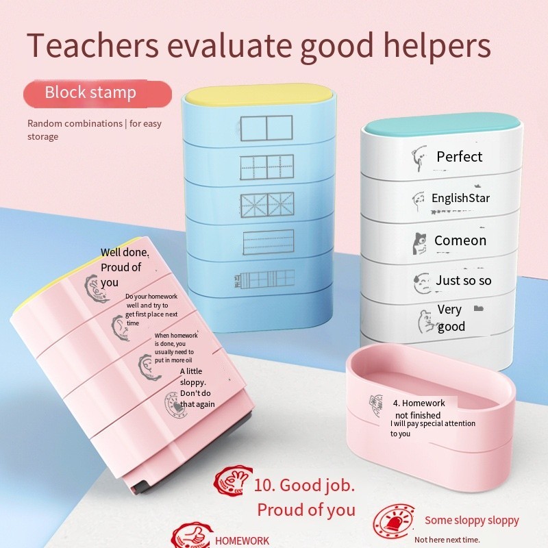 Five-layer Building Blocks Children's Grid Seal Teacher's Correction ...