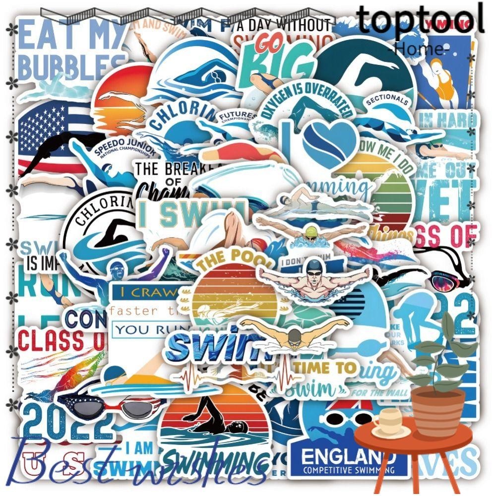 TOPTOOL Swimming Stickers, PVC 5-8cm Waterproof Vinyl Swimmer Sticker ...
