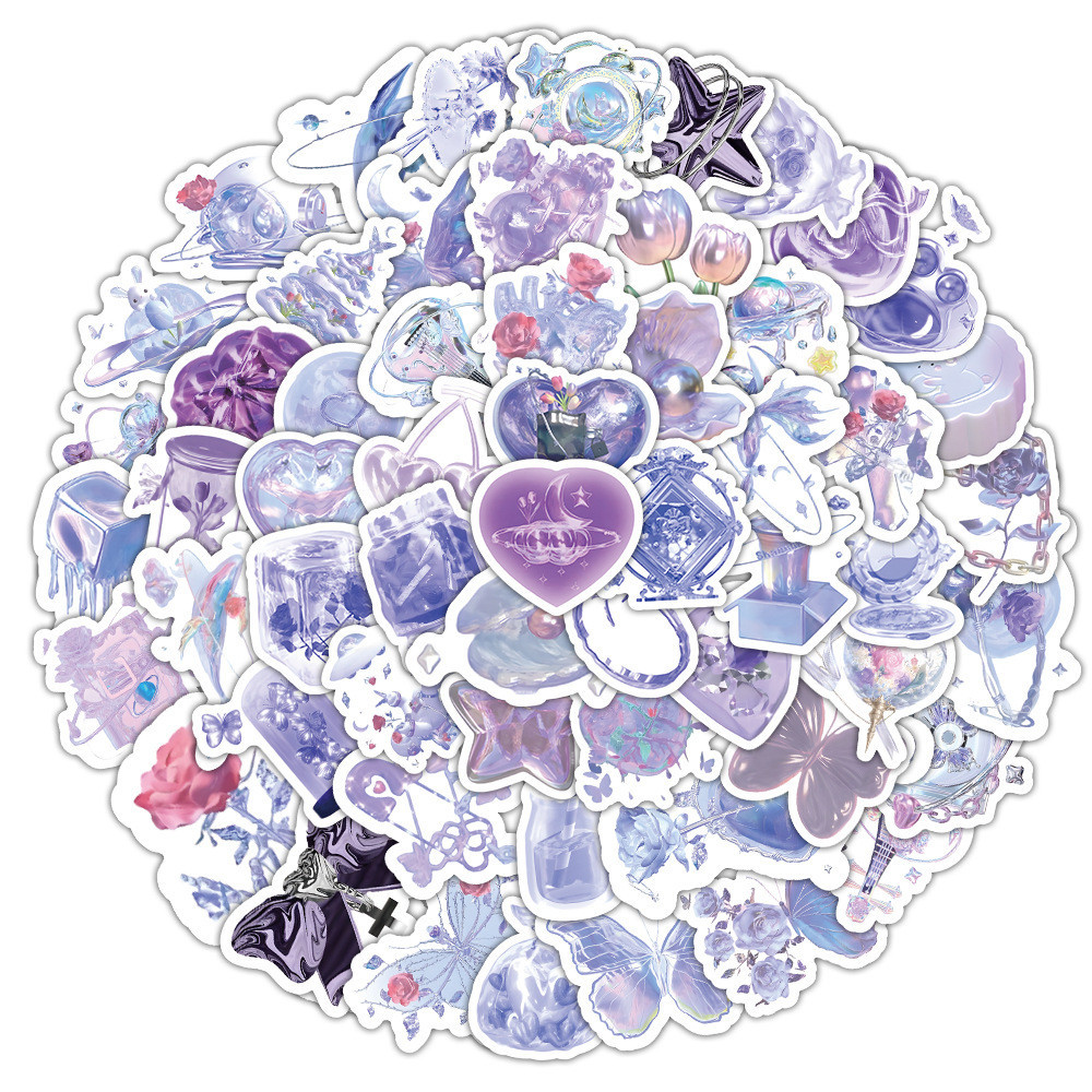 103PCS Shiny and Cute Purple Small Item Graffiti Stickers for Helmet ...