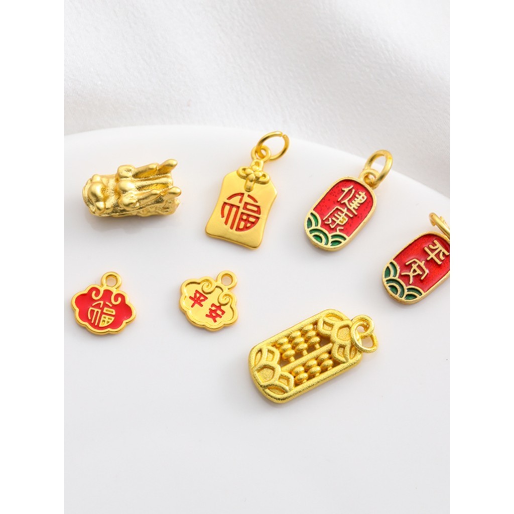 Pendant Ancient Method diy Gold-Plated Dripping Oil Matte Peaceful ...