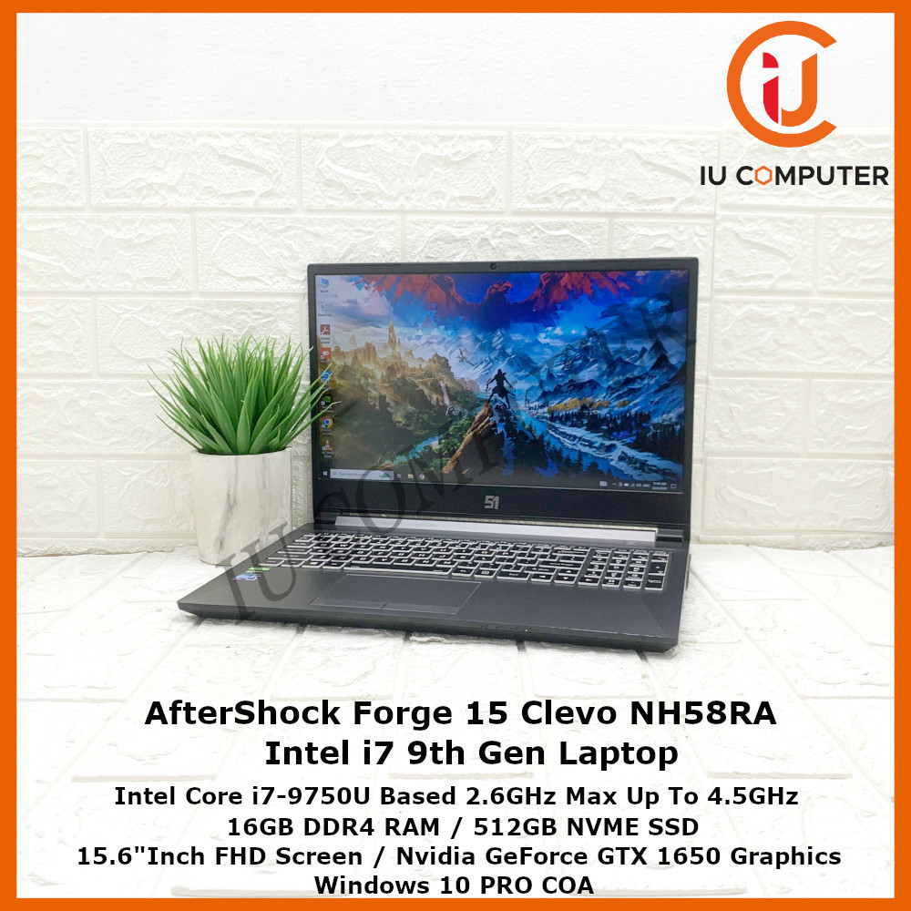 AFTERSHOCK FORGE 15 CLEVO NH58RA INTEL CORE I7-9750H 16GB RAM 512GB NVME SSD GTX1650 USED LAPTOP ...