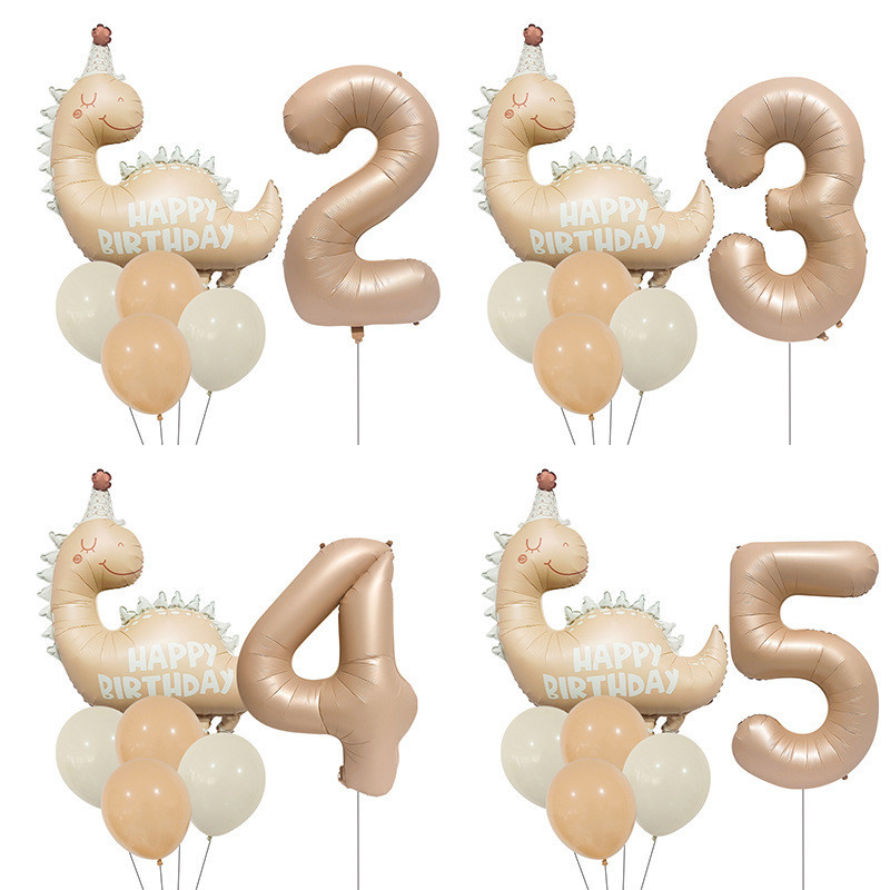INS Kids Vintage Cream Dionsaur Birthday Balloon Bouquent 100Days ...
