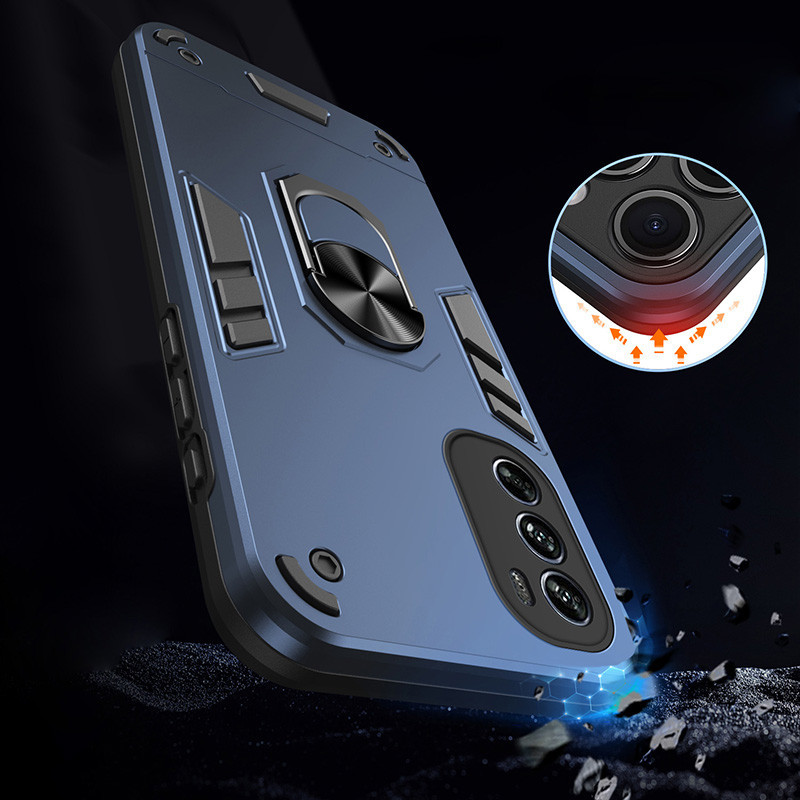 For Motorola Moto G62 Rugged Armor Case with Ring Holder Kickstand ...