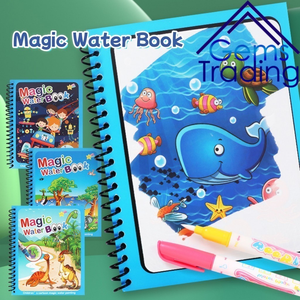 Children Magic Drawing Colouring Water Book With Water Pen Creativity ...