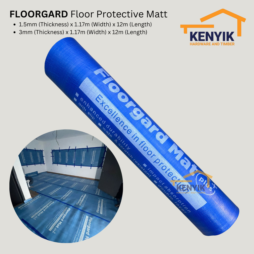 FLOORGARD 1.5mm / 3mm (T) x 1.17m (W) x 12m (L) Floor Protective Matt ...