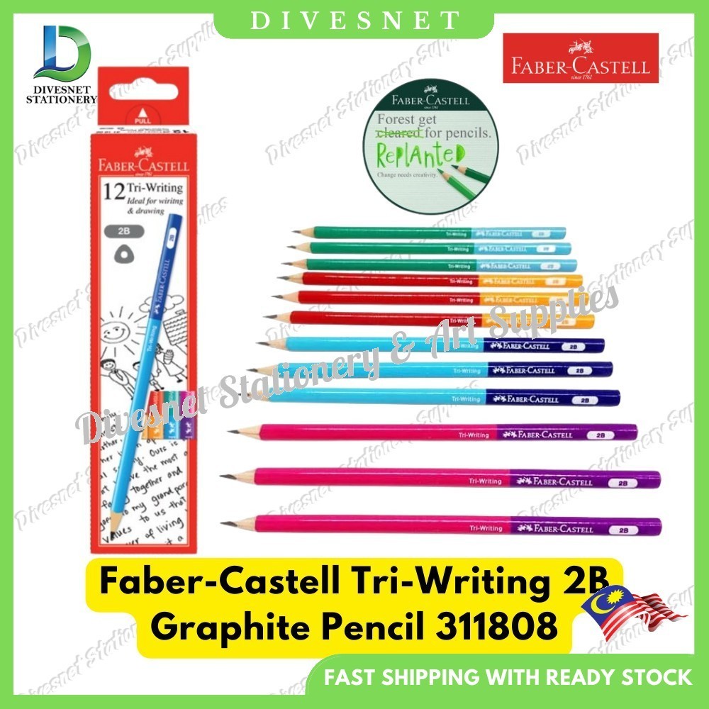 Faber-Castell Tri-Writing 2B Graphite Pencil (Box of 12) Divesnet ...