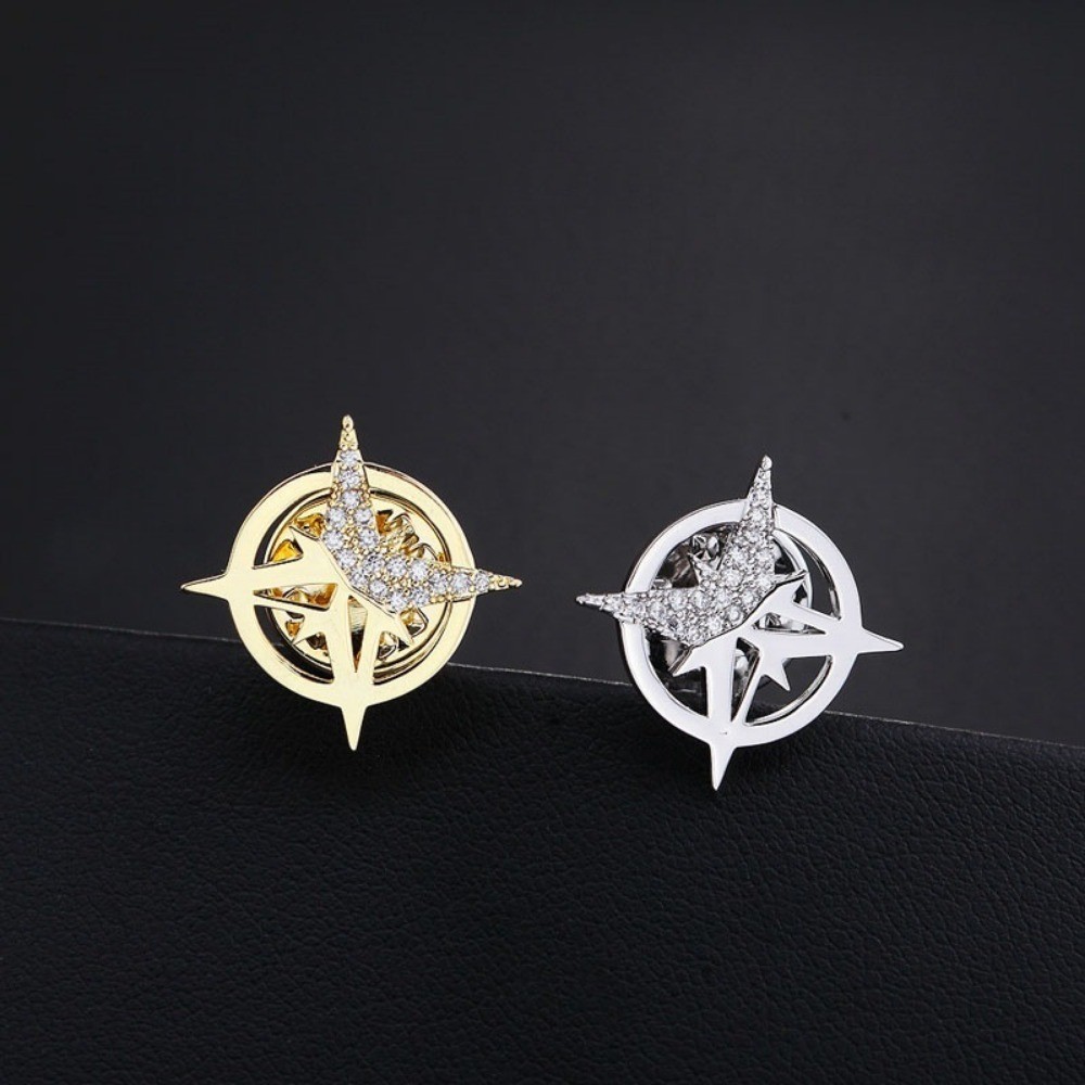 Six Pointed Star Lapel Pins Metal Badge Brooch Men's Suits Shirt Collar ...