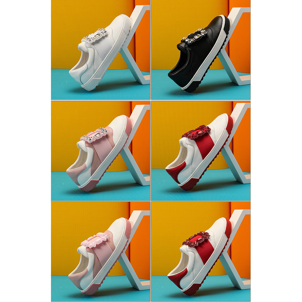 Celebrity Style RV Rhinestone Square Buckle White Shoes Female Cloud ...