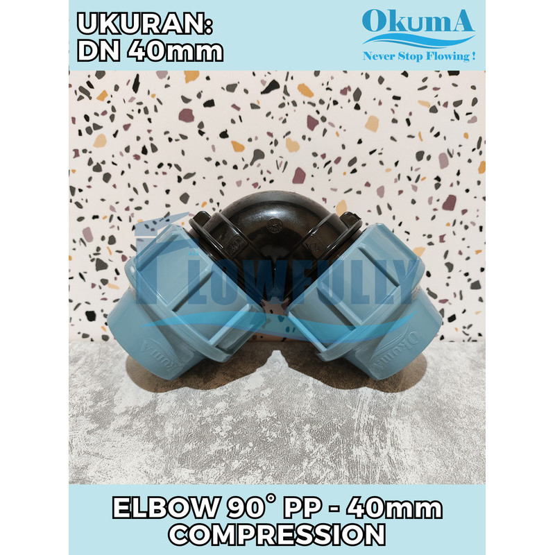 Elbow 90 PP 40 MM OKUMA PN 16 HDPE COMPRESSION KNEE KENI KNIE L 1 1/4 ...
