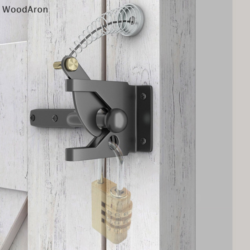 [WoodAron] Heavy Duty Black Silver Door Latch Lock Self Locking Gate ...