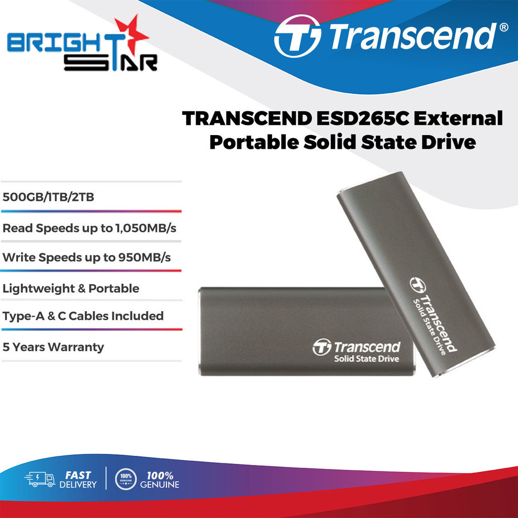 TRANSCEND ESD265C External Portable Solid State Drive | Shopee Malaysia