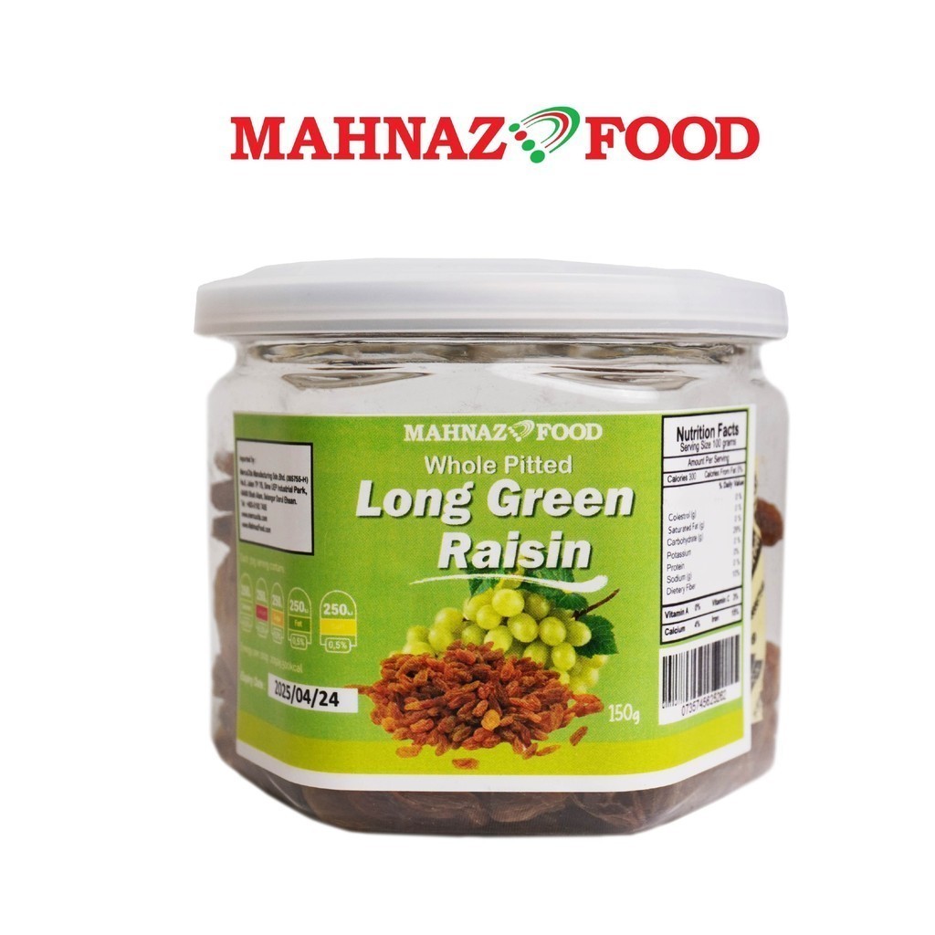 Mahnaz Food Whole Pitted Long Green Raisin Natural Sweet Snacks (150g ...