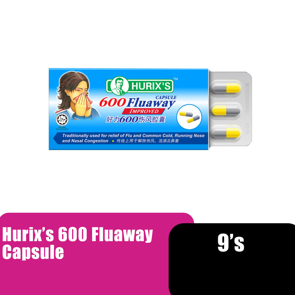 Hurix's 600 Fluaway Capsule for Flu, Nasal Congestion Relief, Cough ...