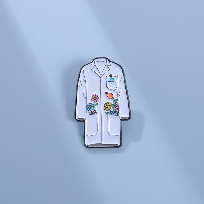 Flowers White Coat Brooch Doctor Scientist Professor Pins Badges Metal ...