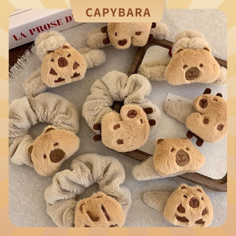 Capybara Hairpin Capybara Plush Hairpin Plush Hair Rope Cute Coffee ...