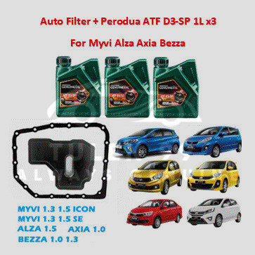 Perodua ATF D3-SP (3 Bottle) + ATF Service Set For Perodua Axia / Bezza ...