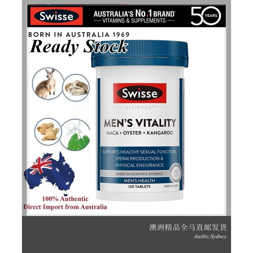 [Ready Stock EXP: 08/2026] Swisse Ultiboost Men's Vitality Maca+Oyster+Kangaroo 120 Tablets ...