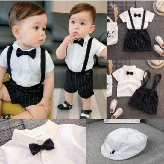 Baby clothes terno for kid boys suit christening white shirt/bow tie ...