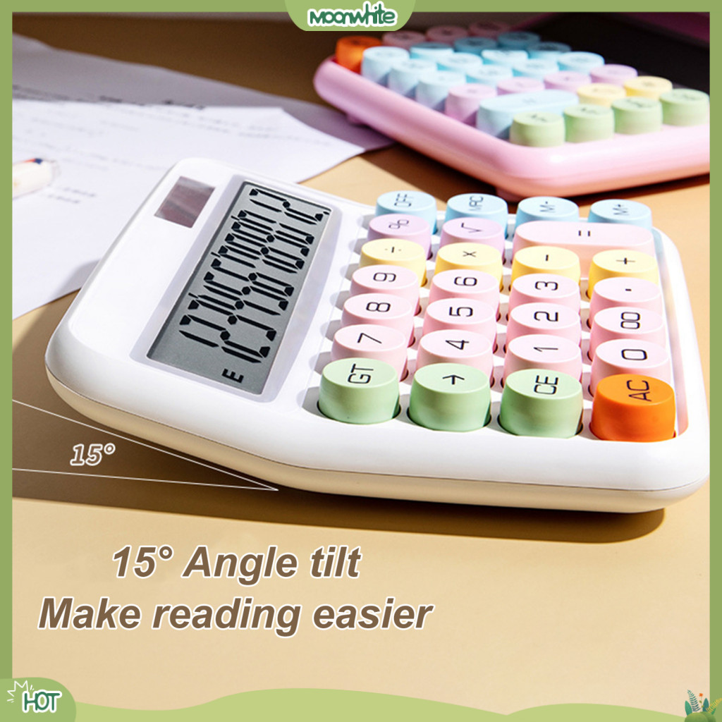 [MOONWHITE] Solar and Battery Powered Calculator Typewriter Style ...