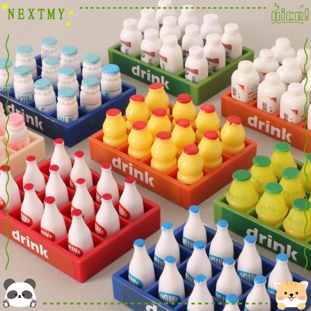 NEXTMY Dollhouse Simulation Milk, (12 Bottles+1 Frame) Mini Food Play ...