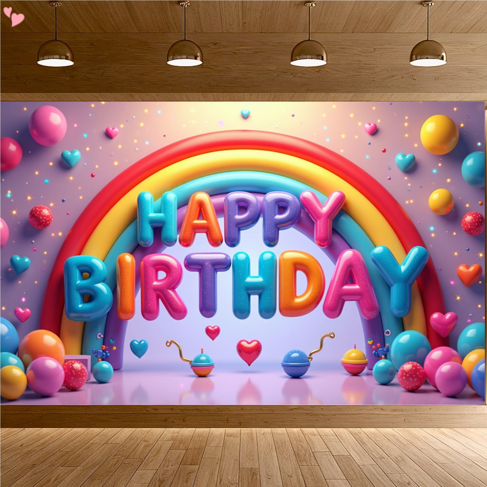 70.8x43.4 inch Rainbow Happy Birthday Banner - Colorful Rainbow ...