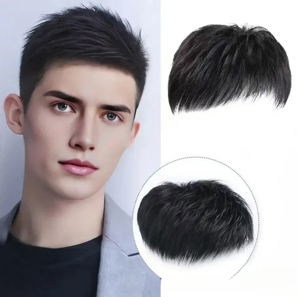 100% human hair Hair extensions wig Men with short hair and real human ...