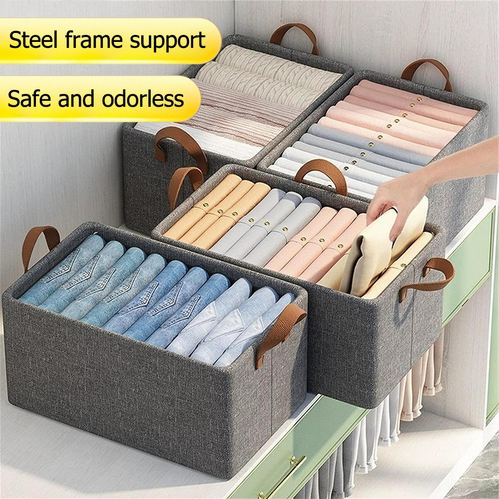 Foldable Storage Box Steel Frame Clothes OrganizerBox Storage Basket ...