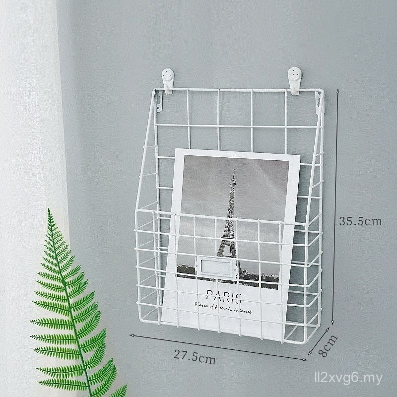 Seni Besi Nordic Rak Penyimpanan Rak Buku Gantung Dipasang di Dinding ...