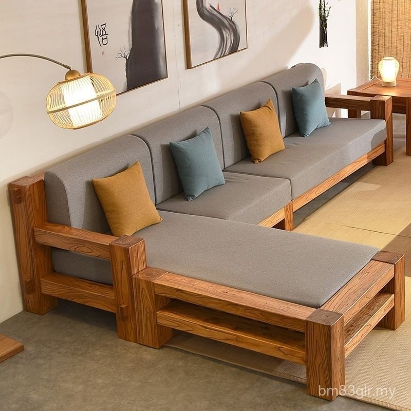 Sofa Sudut Kayu Elm Lama Bahan Besar Sofa Kayu Pejal Meja Kopi Ruang ...