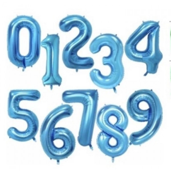 Large Blue Number Foil Balloon 80 cm / Blue Jumbo Number Balloon ...