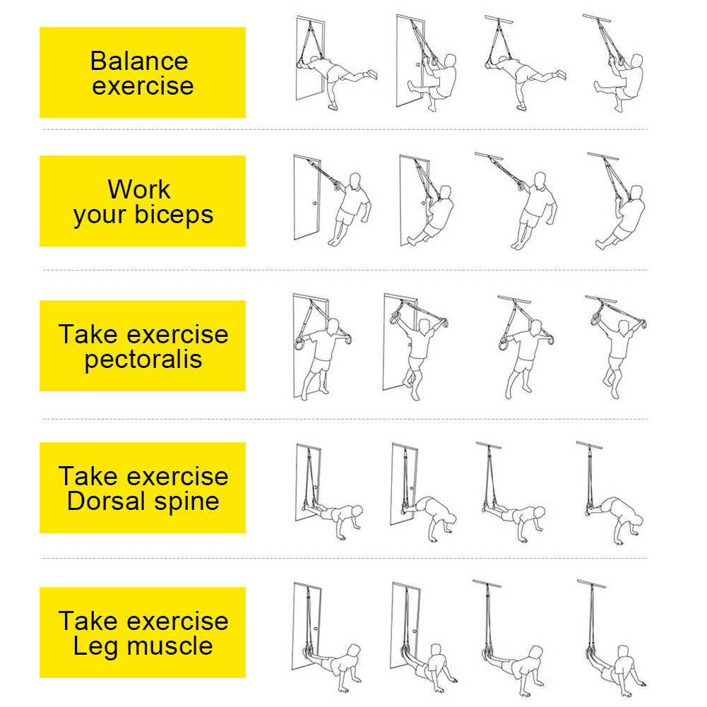 Suspension Trainer System Home Resistance Training Kit Heavy Duty ...