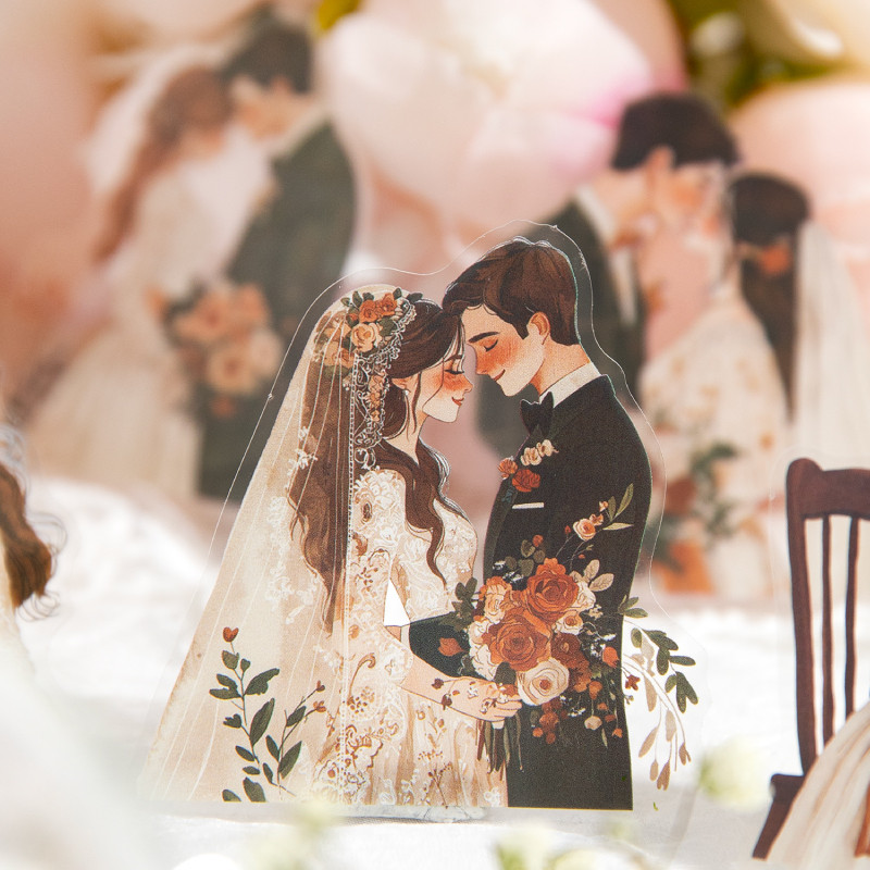 Mr. Paper 30 sheets/bag Waterproof PET sticker Romantic wedding Couple ...