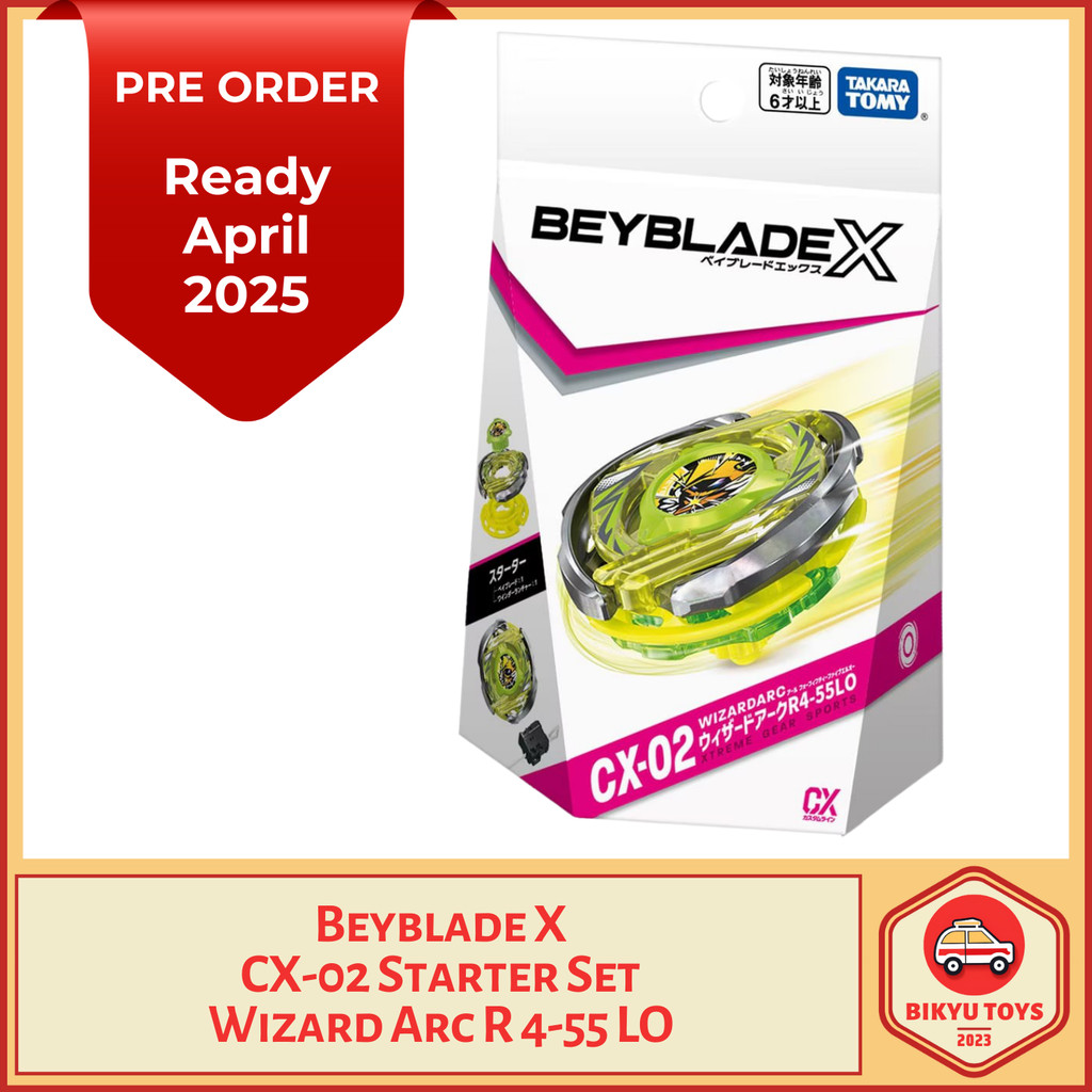 Beyblade X CX-02 Wizard Arc Round Ratchet 4-55 Bit LO Low Orb Starter ...
