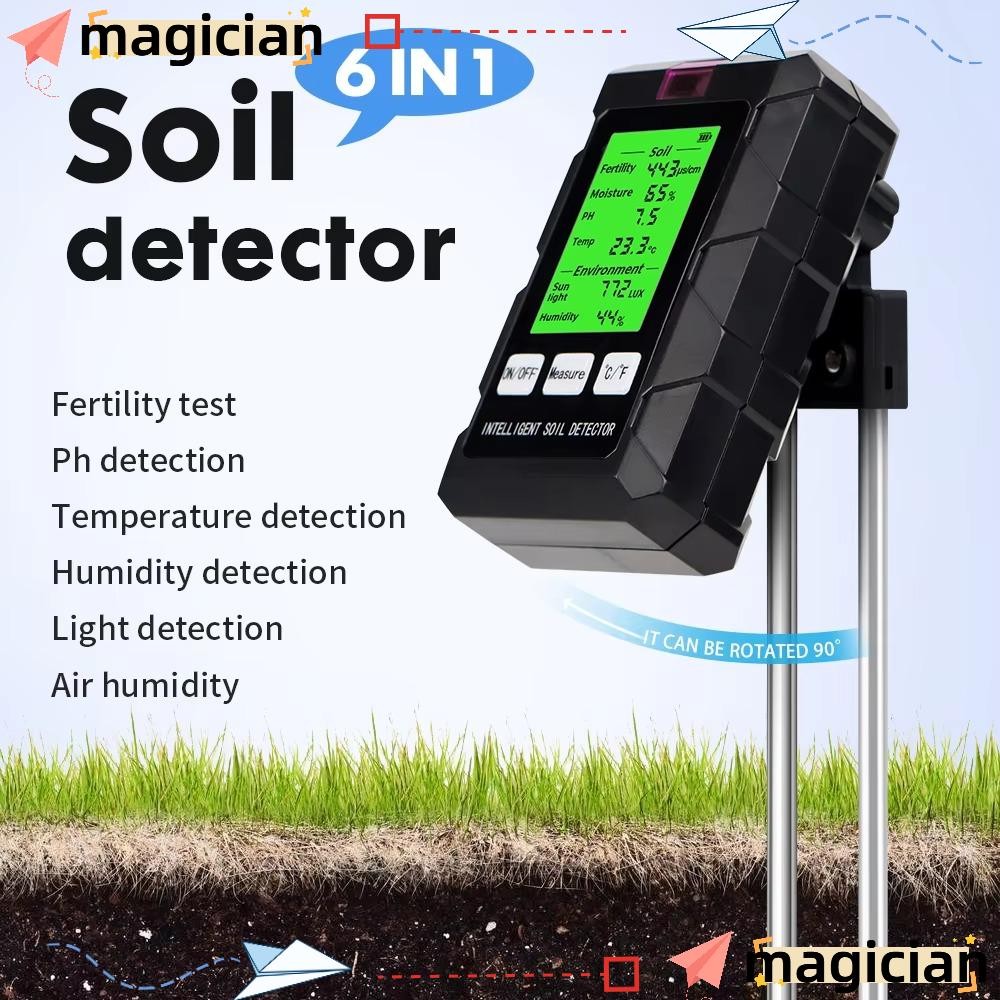 MAGIC Soil Tester, 90° Rotation 6-in-1 Soil Fertility Detector, Metal ...