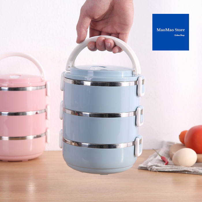 3 Tier Food Container Thermal Stackable Lunch Box Containers Bekas ...
