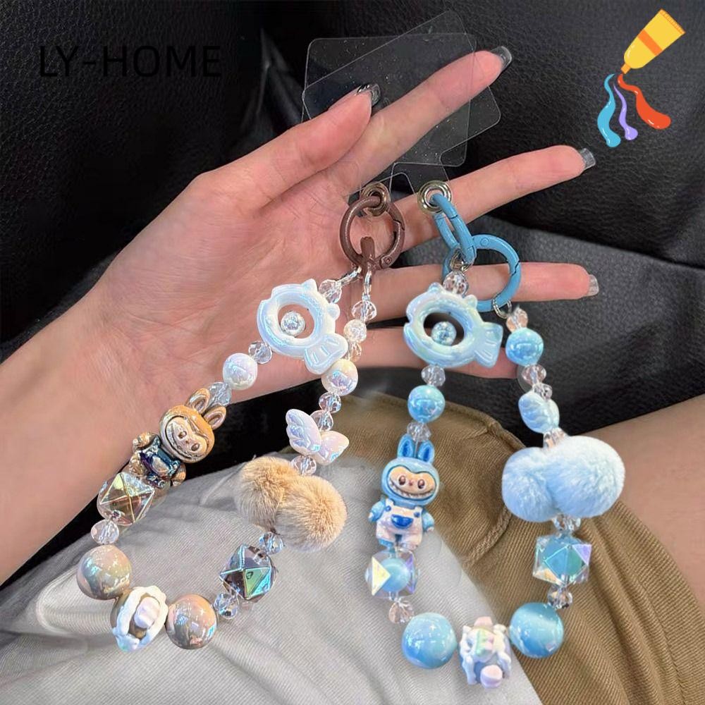 LY-HOME Cartoon Hand-drawn Bead Phone Chain, Cute Cartoon Labubu Beaded ...