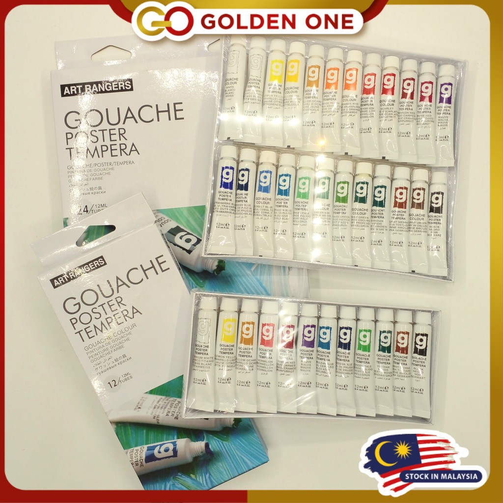Art Rangers Gouache Poster Tempera Colour Set (12/24 COLOUR X 12ml ...