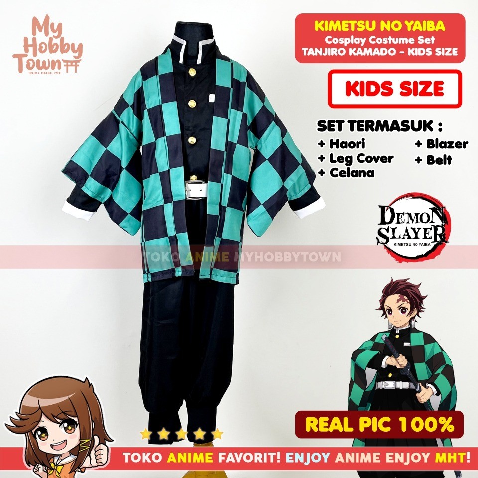 Kamado Tanjiro KIDS Cosplay Costume SIZE Kimetsu no Yaiba Demon Slayer ...